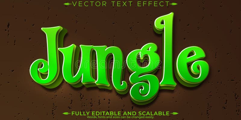 Jungle Text Effect, Editable Rainforest and Lush Customizable Font Style Stock Illustration ...