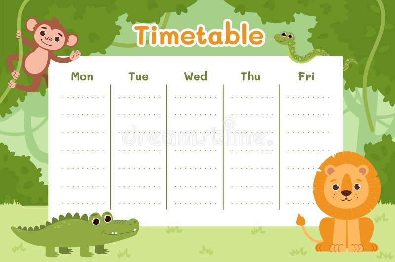 Jungle timetable concept stock vector. Illustration of blank - 278651968