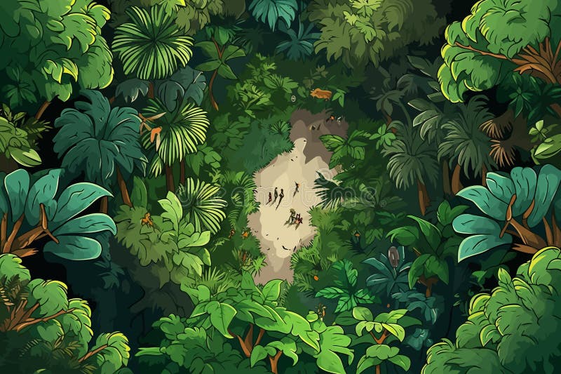 Jungle Top View Drone Shot Vector Flat Isolated Illustration Stock ...