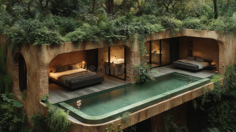 Jungle Poolside Suite stock photo. Image of resort, swimming - 363950960