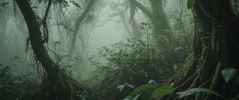 Jungle Underbrush with Soft Misty Lighting Stock Photo - Image of ...
