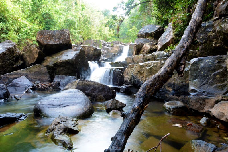 A Jungle Waterfall in a High Exposure Shot Stock Image - Image of ...