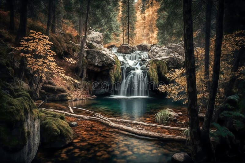 Jungle Waterfall Cascade in Tropical Rainforest. Waterfall in the ...