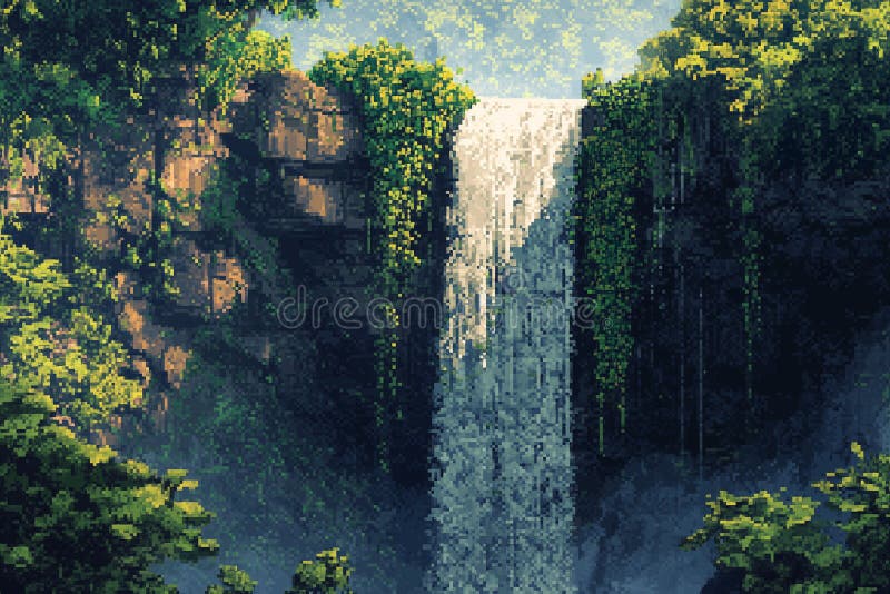 Pixelated Waterfall Lush Green Forest Stock Photos - Free & Royalty-Free Stock Photos from ...