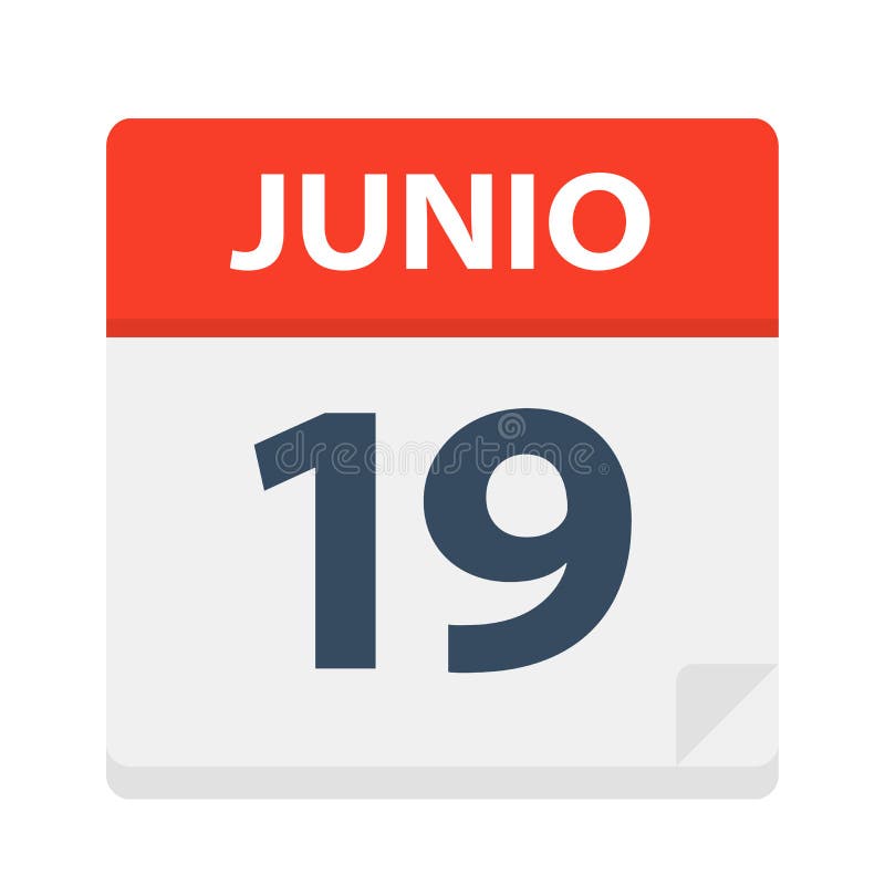 Junio 19 - Calendar Icon - June 19. Vector Illustration of Spanish ...