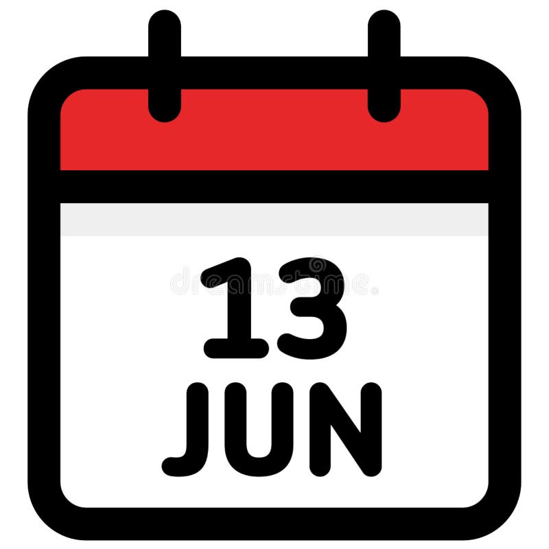 13 Junio - Icono Del Calendario - Ejemplo Del Vector Ilustración del ...
