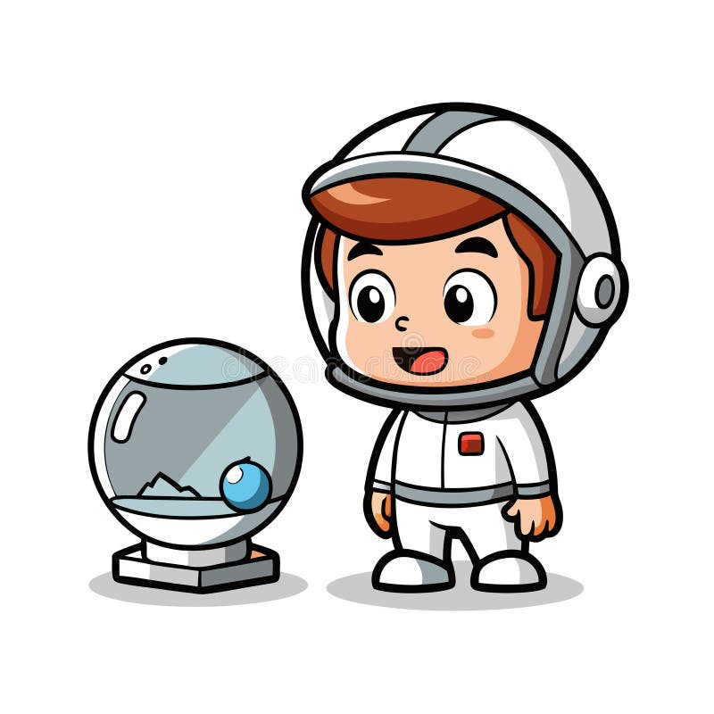 Junior Astronaut Cartoon Boy Exploring Space Stock Vector ...