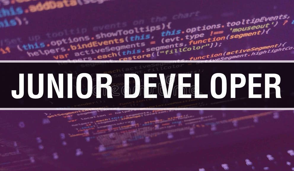 JUNIOR DEVELOPER with Digital Java Code Text. JUNIOR DEVELOPER and ...