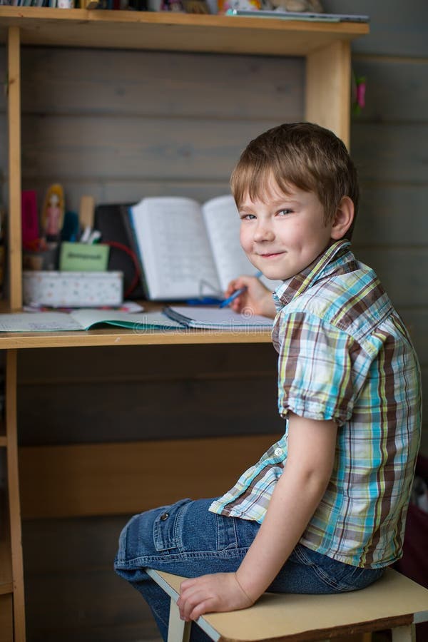 Junior High School Student Doing Homework. Help. Stock Image - Image of ...
