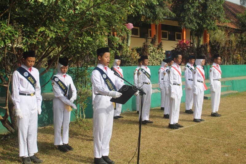 Junior High School Students Held a Flag Ceremony. Editorial Stock Photo ...