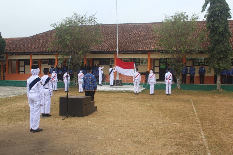 Junior High School Students Held a Flag Ceremony. Editorial Stock Image ...