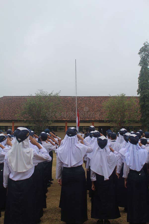 Junior High School Students Held a Flag Ceremony. Editorial Image ...