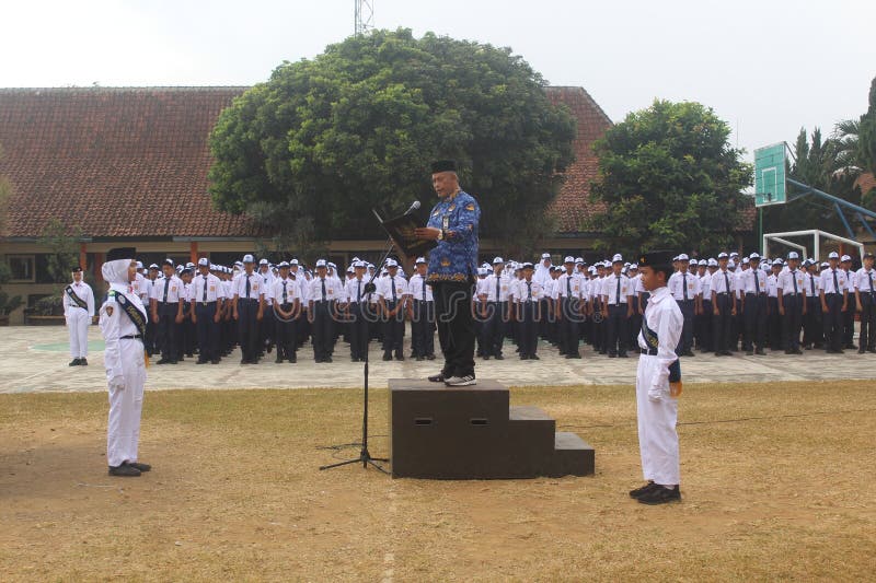 Junior High School Students Held a Flag Ceremony. Editorial Stock Image ...