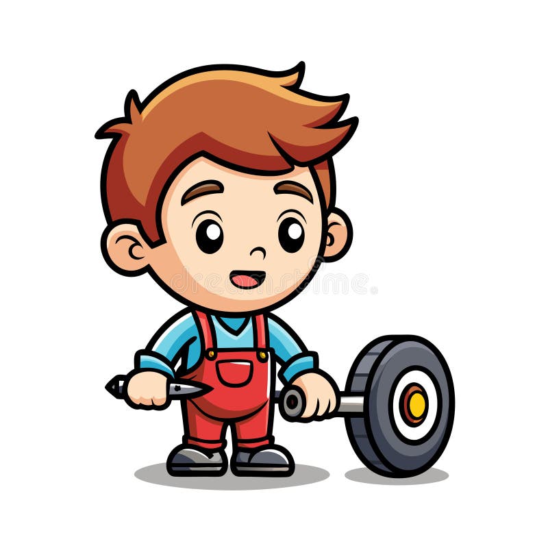 Junior Mechanic Cartoon Boy Fixing a Car Stock Vector - Illustration of ...