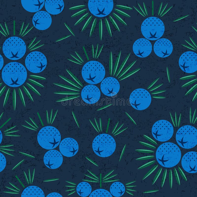 Juniper Berries Seamless Pattern. Juniper Berries with Leaves on Shabby ...