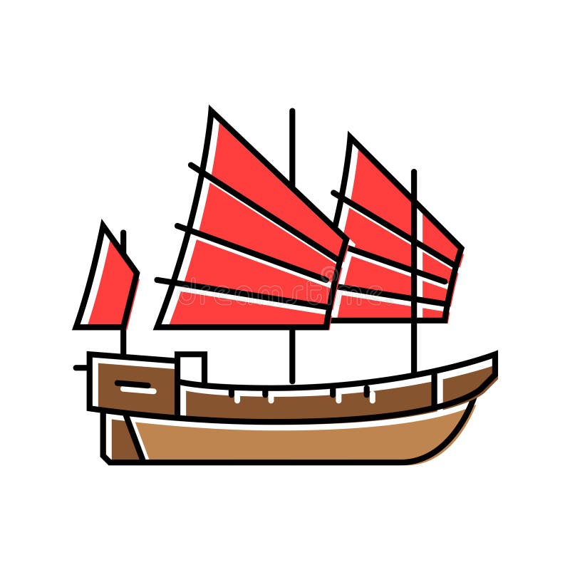 Junk Ancient Ship Color Icon Vector Illustration Stock Vector ...
