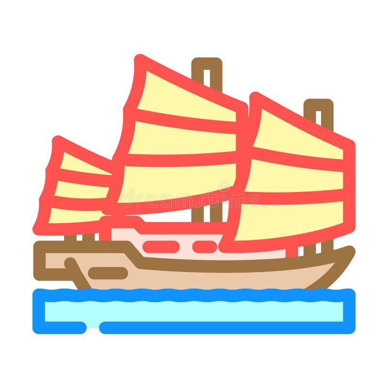 Junk Ancient Ship Color Icon Vector Illustration Stock Vector ...
