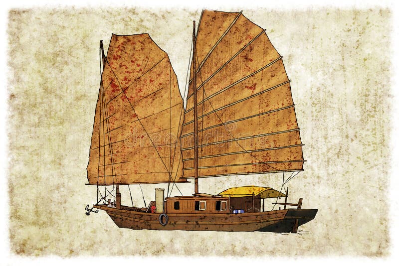 Junk boat stock illustration. Illustration of grunge - 48838786