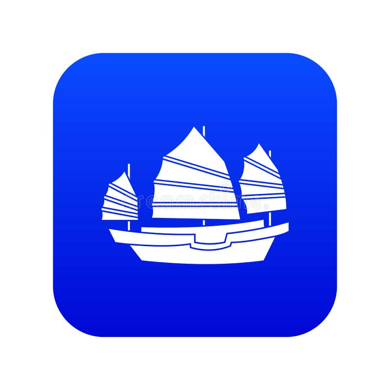 Junk Boat Icon Digital Blue Stock Vector - Illustration of asia, mast ...