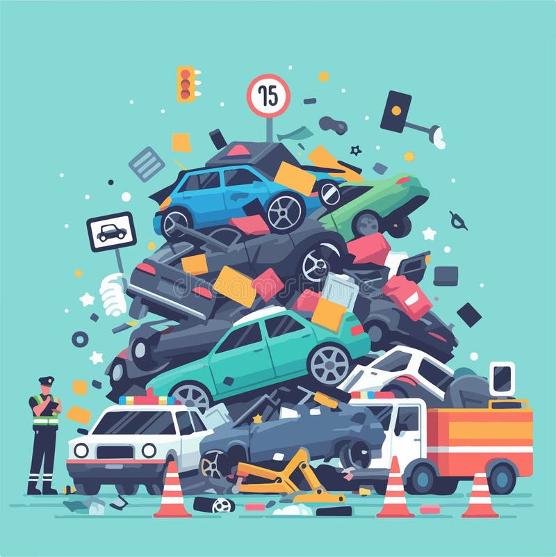 Junk Car Shelter Flat Vector Template Stock Vector - Illustration of ...