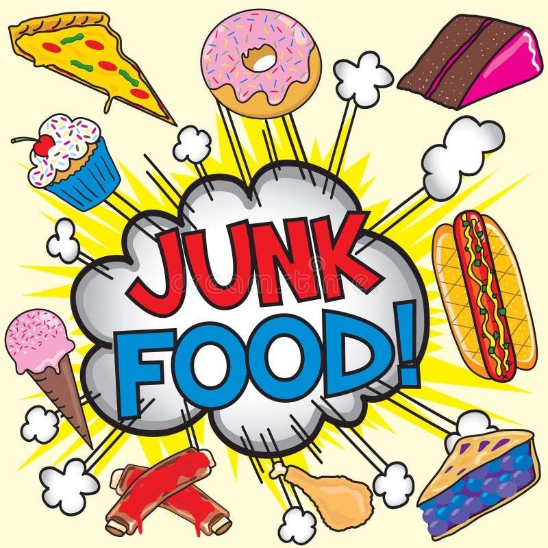Junk food Explosion stock vector. Illustration of ribs - 9174874