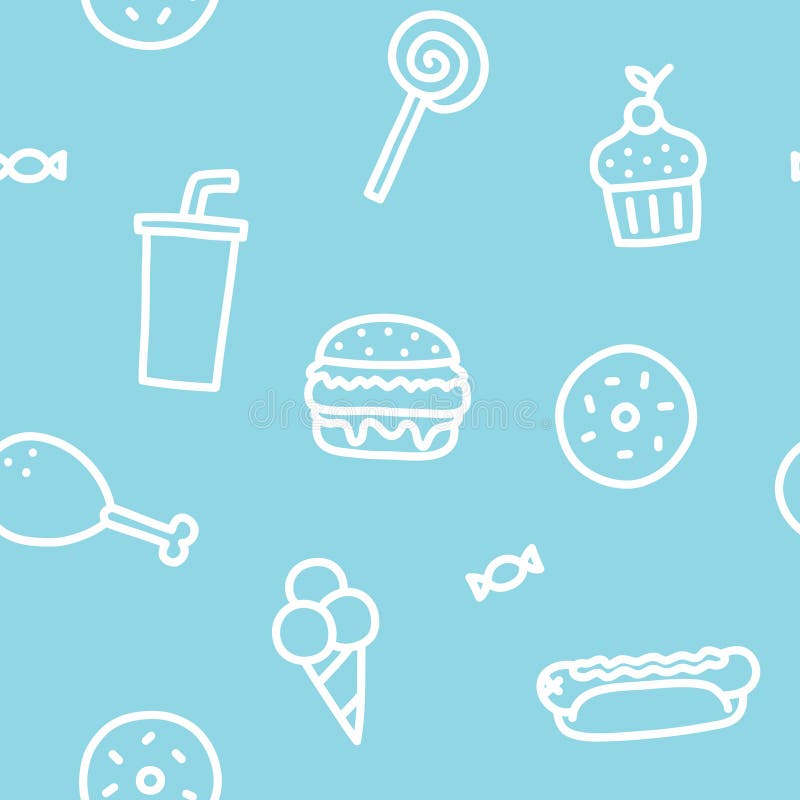 Junk Food Blue Seamless Pattern Stock Illustrations – 425 Junk Food ...