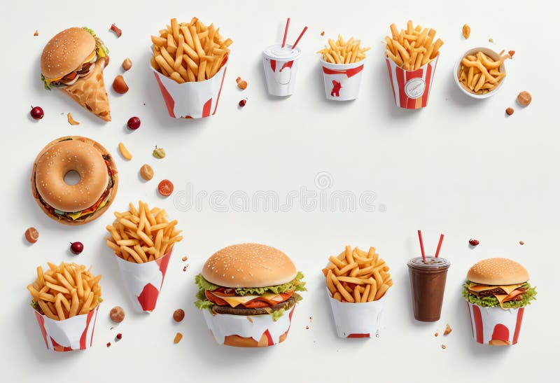 Junk Food Concept Art with Copy Space Banner Stock Illustration ...