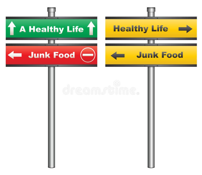 Junk Food Or A Healthy Life Stock Vector Illustration Of Choosing