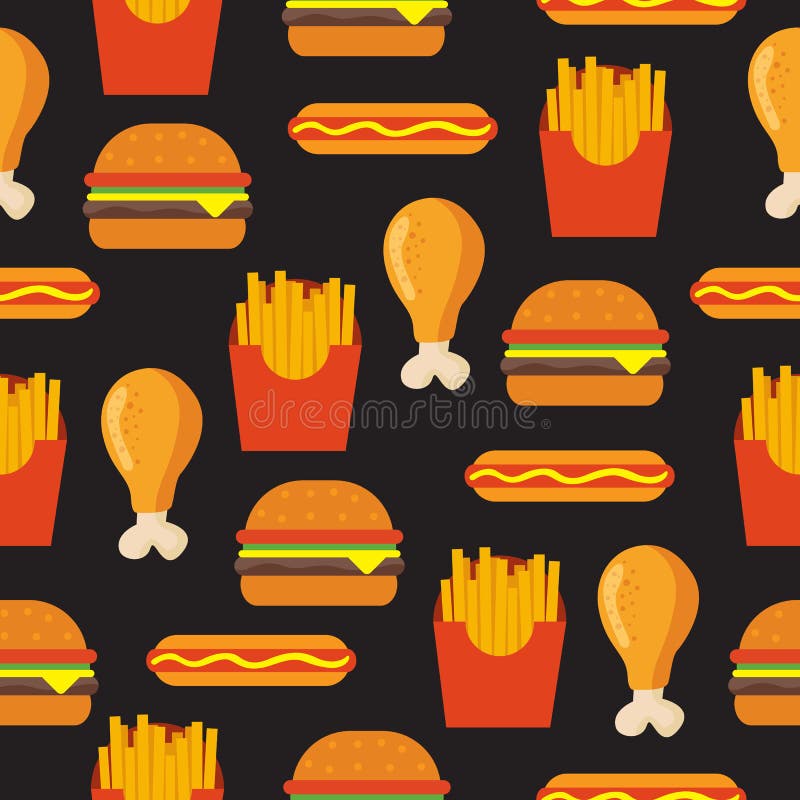 Junk food wallpaper stock vector. Illustration of fabric - 96724937
