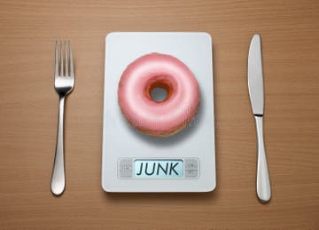 Junk Food Weight Scale stock image. Image of donut, diabetes - 19727627