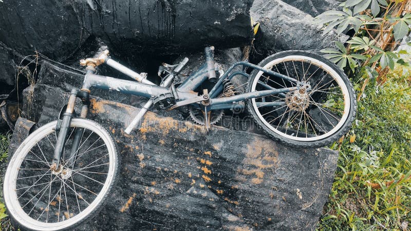 Bicycle Wreck Scene stock photo. Image of cyclist, crash - 10490654
