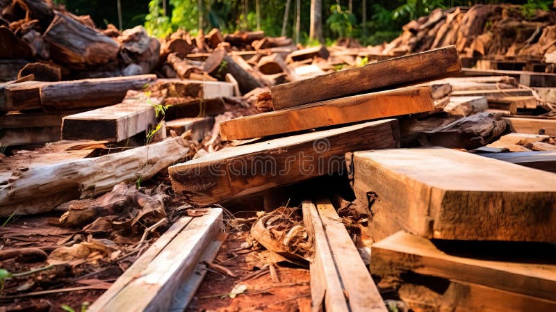 Junk Wood Plank on the Ground Stock Illustration - Illustration of fire ...