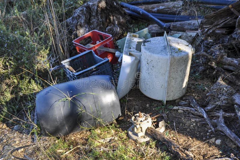 Junk Yard with Garbage Scattered Stock Photo - Image of poverty ...