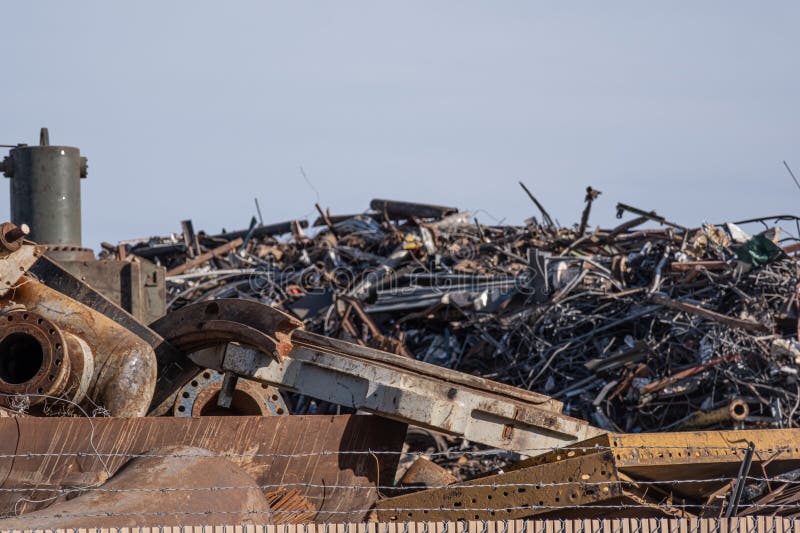 Junk Yard for Metal Recycling with Pile of Scrap Metal Stock Photo ...