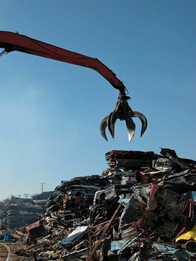 Scrap Yard Crane with Magnet Stock Photo - Image of equipment, recycle ...