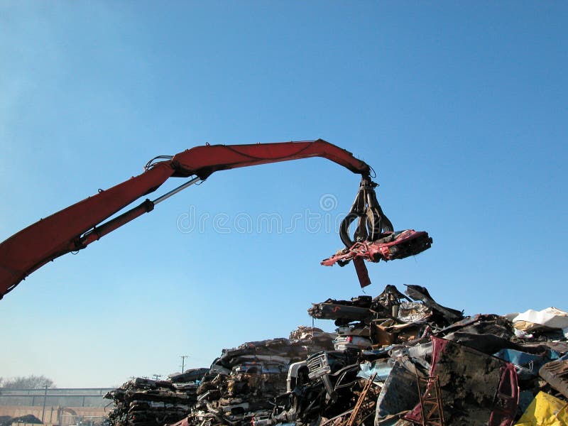 Scrap Yard Crane with Magnet Stock Photo - Image of equipment, recycle ...