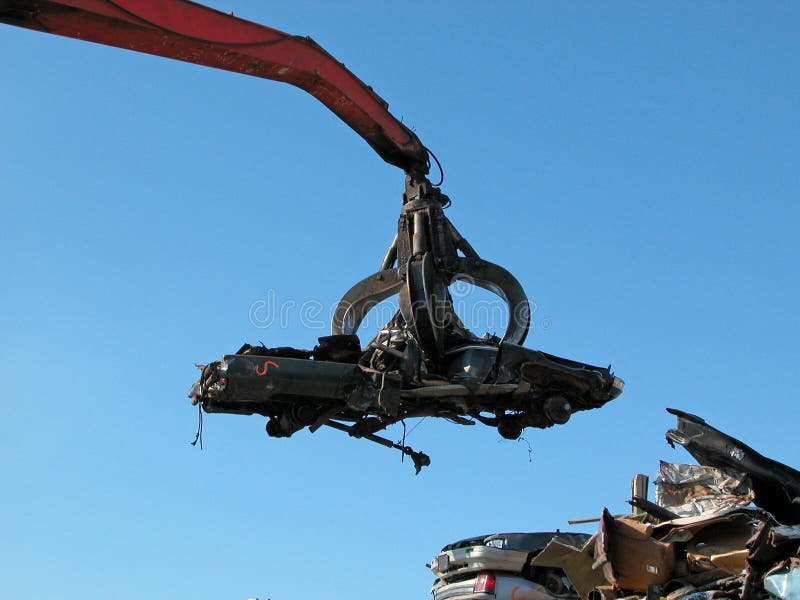 Scrap Yard Crane with Magnet Stock Photo - Image of equipment, recycle ...
