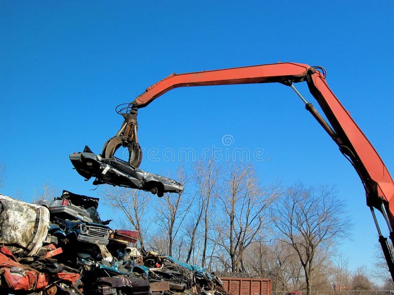 Junkyard Crane with Maginet Stock Image - Image of magnetic, magnet ...