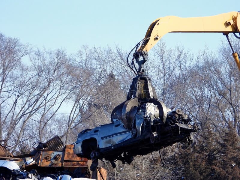 Junkyard Crane with Maginet Stock Image - Image of magnetic, magnet ...