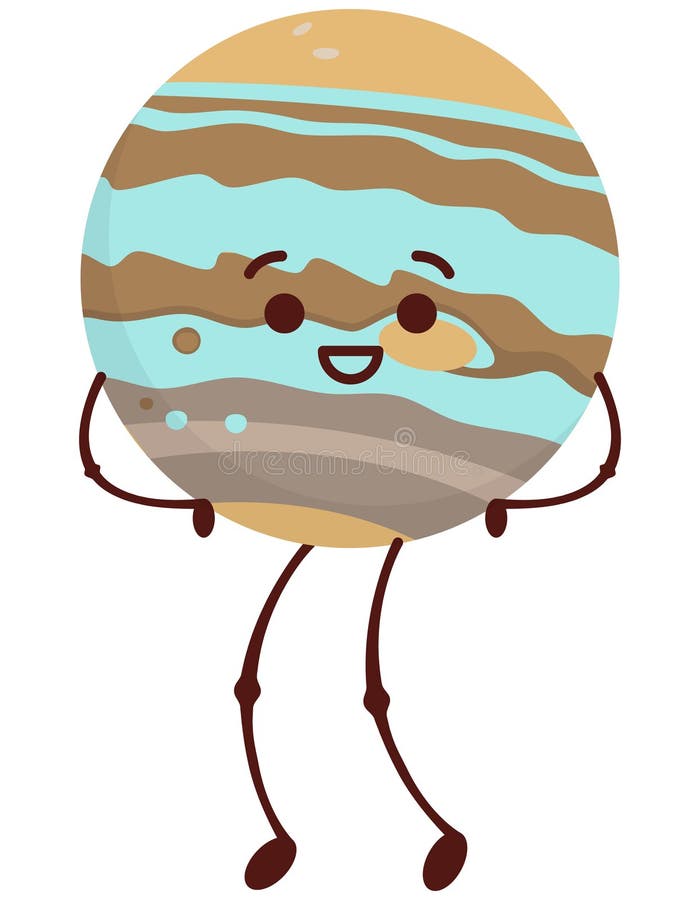 Jupiter Cartoon Style. Brown Planet of Solar System on Stock Vector ...