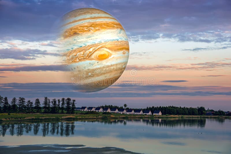 Jupiter in the Cloud Landscape. Stock Image - Image of exploration ...