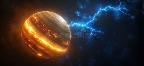Jupiter with Dramatic Lightning Storms and Vibrant Atmospheric Colors ...