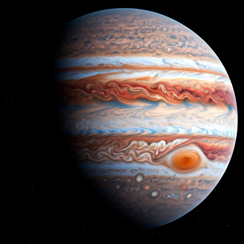 Jupiter with Great Red Spot Stock Illustration - Illustration of solar ...
