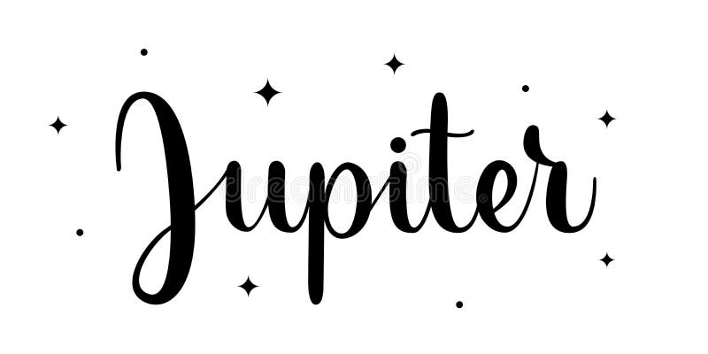 Jupiter. Handwritten Name of the Planet Isolated on White Background ...