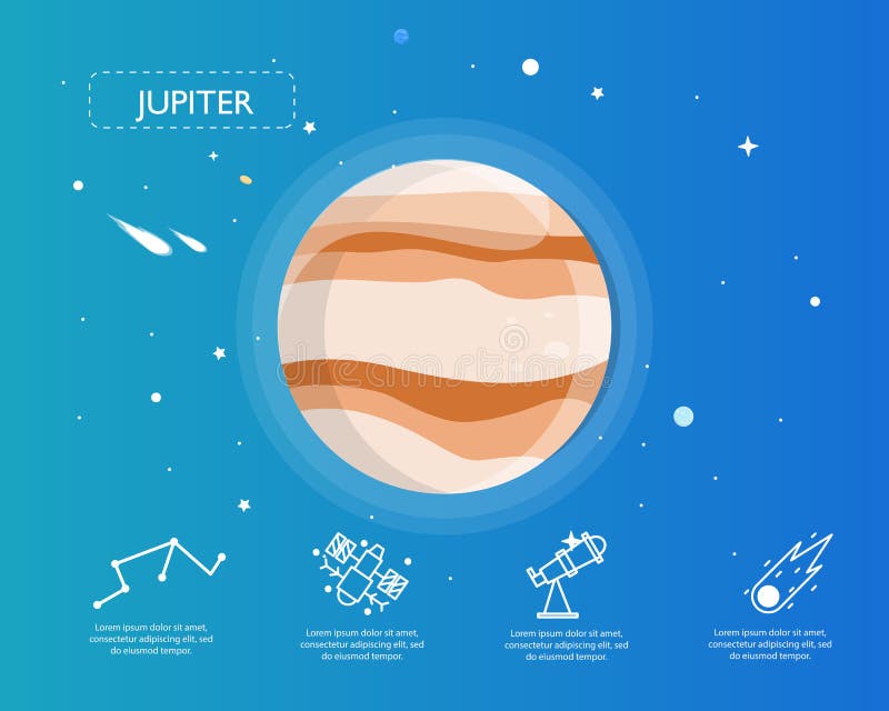 The Jupiter Infographic in Universe Concept. Stock Illustration ...