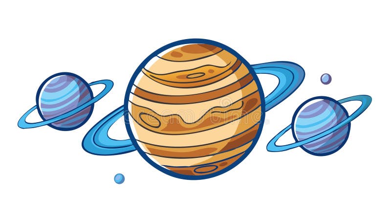 Jupiter.like Planet with Moons Icon, Space and Gas Giant Symbol, Vector ...
