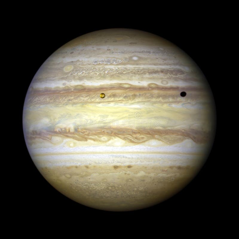 Jupiter with Moon Io Casting a Shadow Toward the Planet. Enhanced ...
