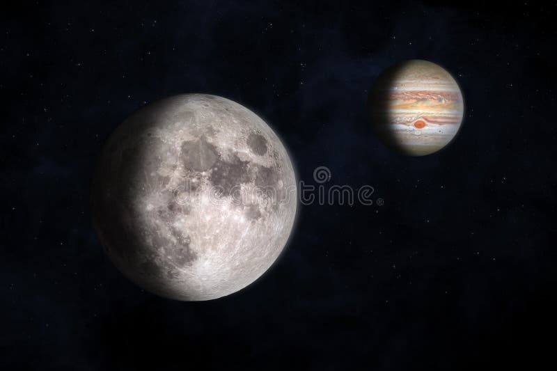Moon and Jupiter. stock photo. Image of venus, satellite - 355431190