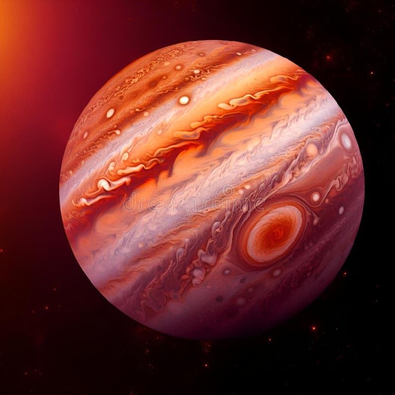 Jupiter in Outer Space with Sun and Stars Around it As Seen from Its ...