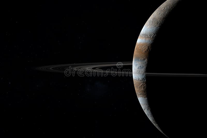 Jupiter Planet with Her Rings in Rotation in the Outer Space. 3d Render ...